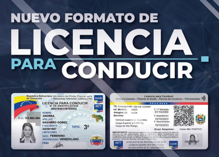 Nuevo formato de licencia de conducir en Venezuela